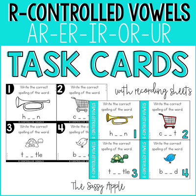 R-controlled Vowels Task Cards Worksheet Scoot Activity with Recording ...