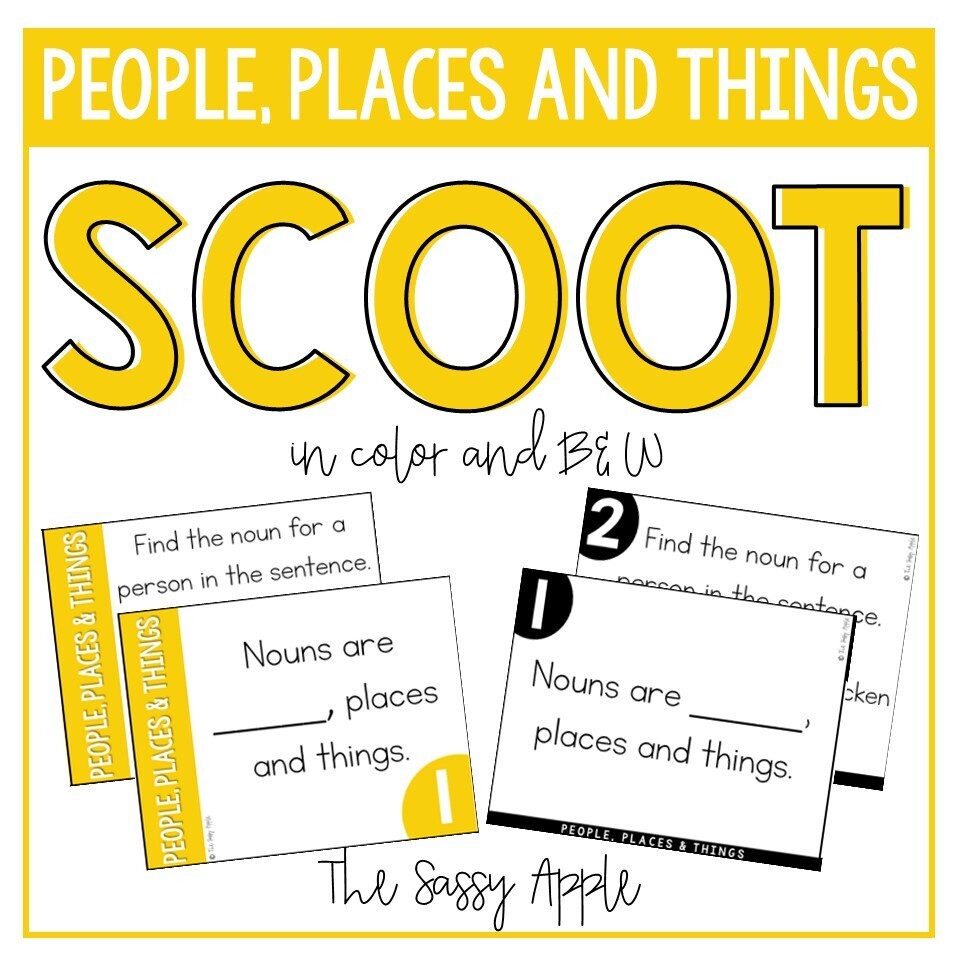 People, Places and Things Nouns Task Cards or Scoot with Recording ...