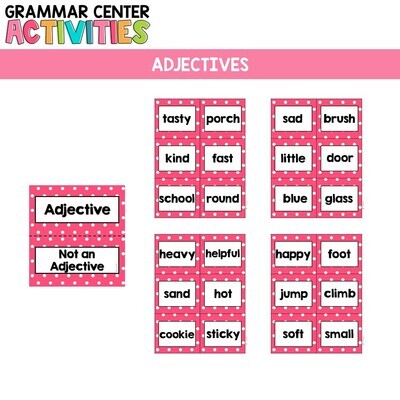 Adjectives Sorting Activity Grammar Center - Shop - The Sassy Apple