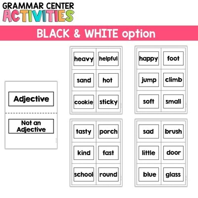 Adjectives Sorting Activity Grammar Center - Shop - The Sassy Apple