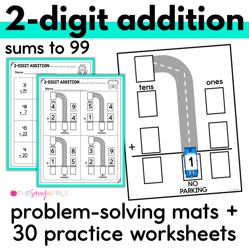 Two Digit Addition Car Road Map with Regrouping Double Digit Addition ...