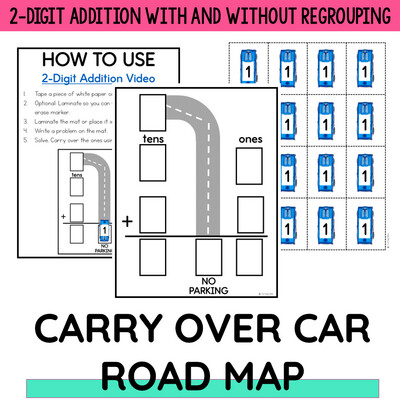 Two Digit Addition Car Road Map with Regrouping Double Digit Addition ...