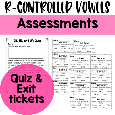 R-Controlled Vowels ER, IR & UR Activities Worksheets Reading Writing ...