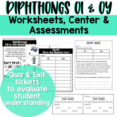 Diphthongs OI & OY Activities Worksheets Reading Writing Comprehension ...