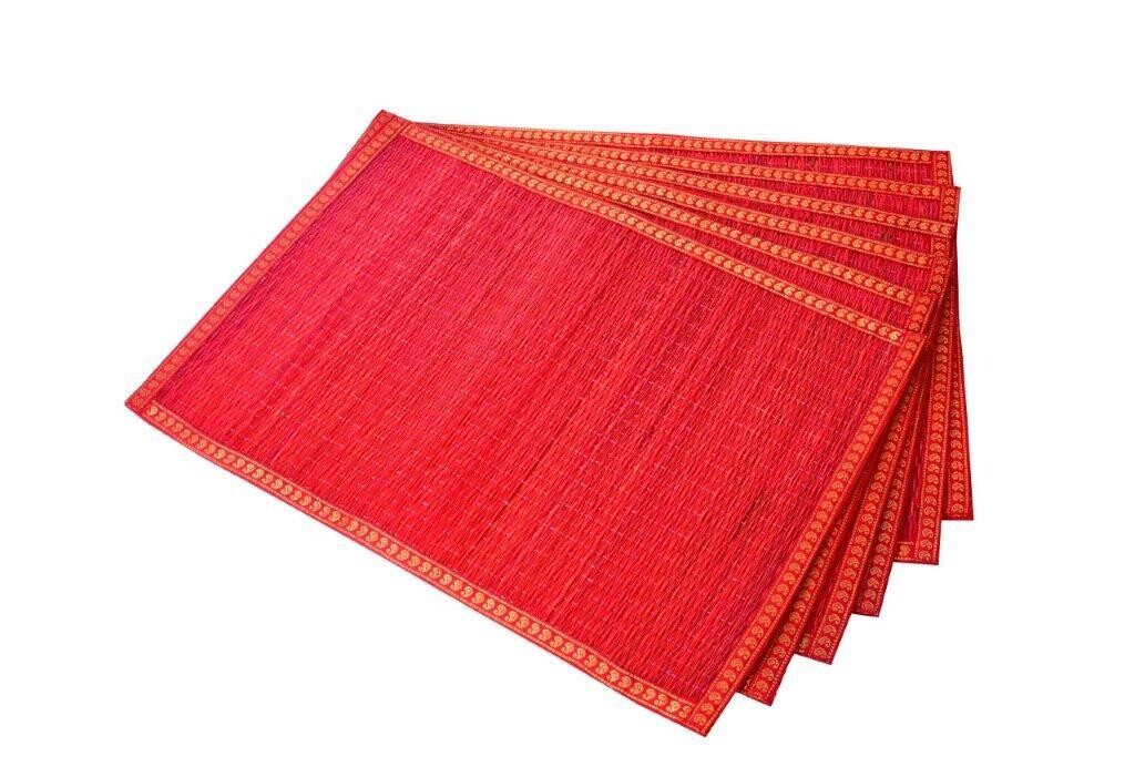River Grass Table Mats(Set of 6)-Red