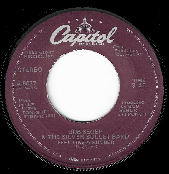 Seger, Bob / Feel Like a Number | Capitol A-5077 | Single, 7" Vinyl ...