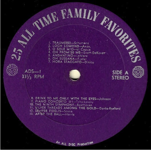 Various Composers / 25 All Time Family Favorites | All Disc ADS-1 | Stereo