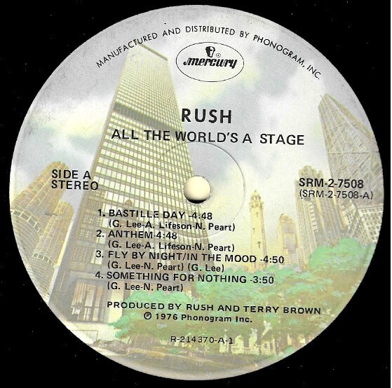 Rush / All the World's a Stage | Mercury SRM-2-7508 | September 1976