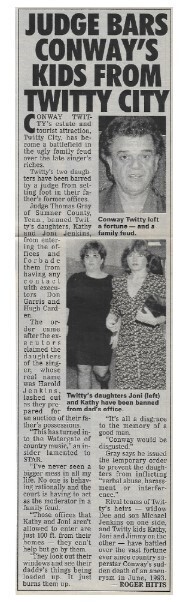 Twitty, Conway / Judge Bars Conway's Kids From Twitty City | August 1994
