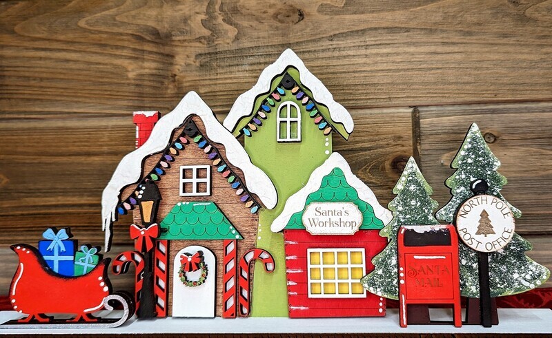 DIY Christmas Standing Houses Shelf Sitter/Centerpiece