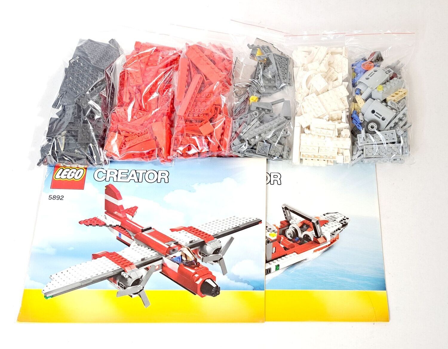 LEGO Creator 5892 Sonic Boom 3in1 Düsenjet Flugzeug Boot 100 % KOMPLETT BA