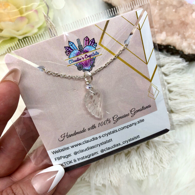 CLEAR QUARTZ ANGEL WING - Gemstone Pendant