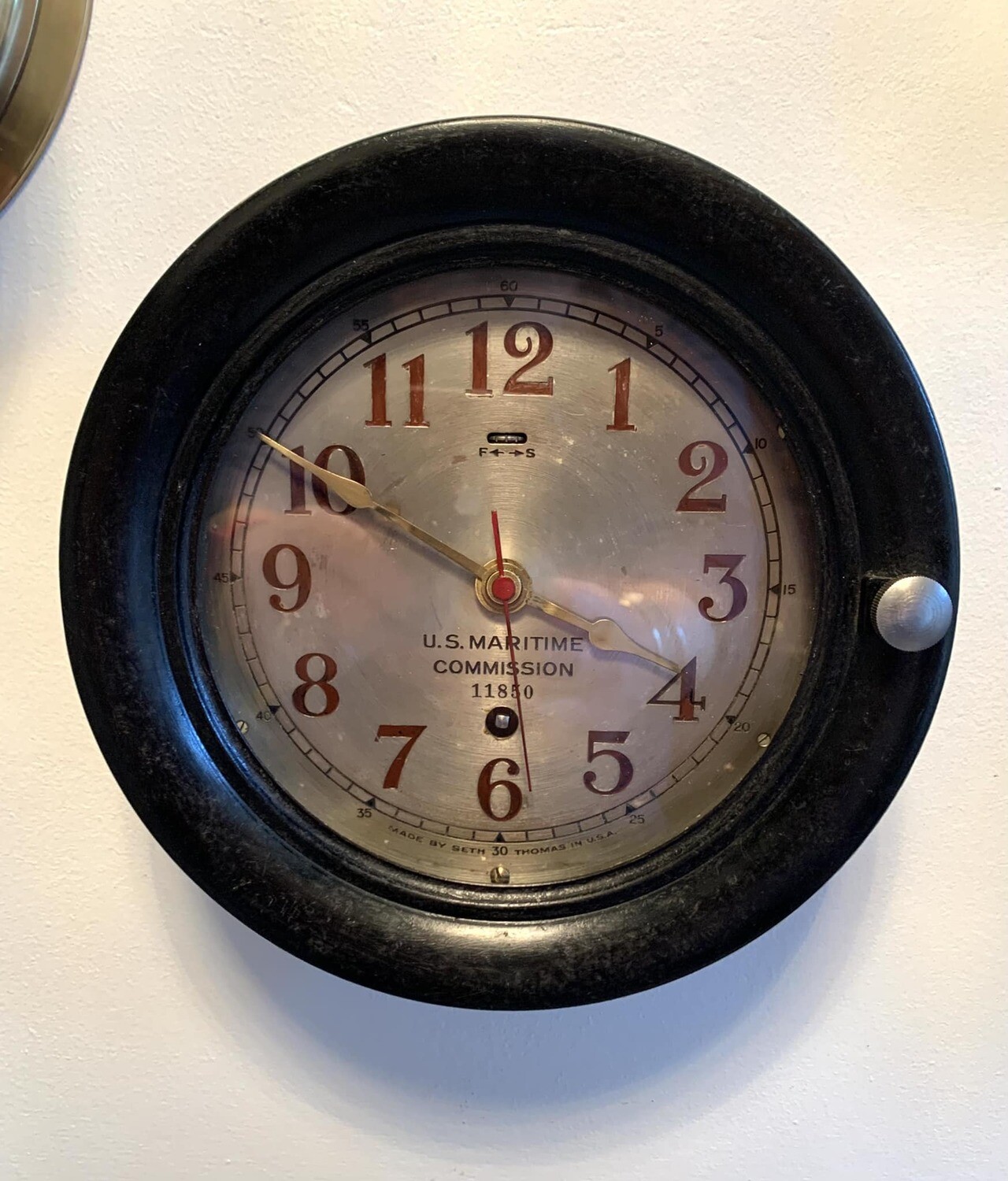 1940’s U.S Maritime Commission Bakelite Bulkhead Clock by Seth Thomas