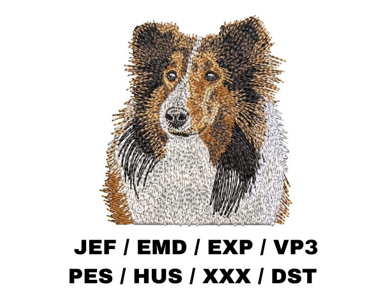 Sable Shetland Sheepdog embroidery file, Dog Gifts, Realistic Dog ...