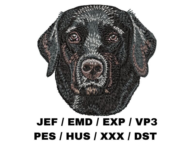 Black Labrador Retriever Machine Embroidery: Lifelike Portrait for ...