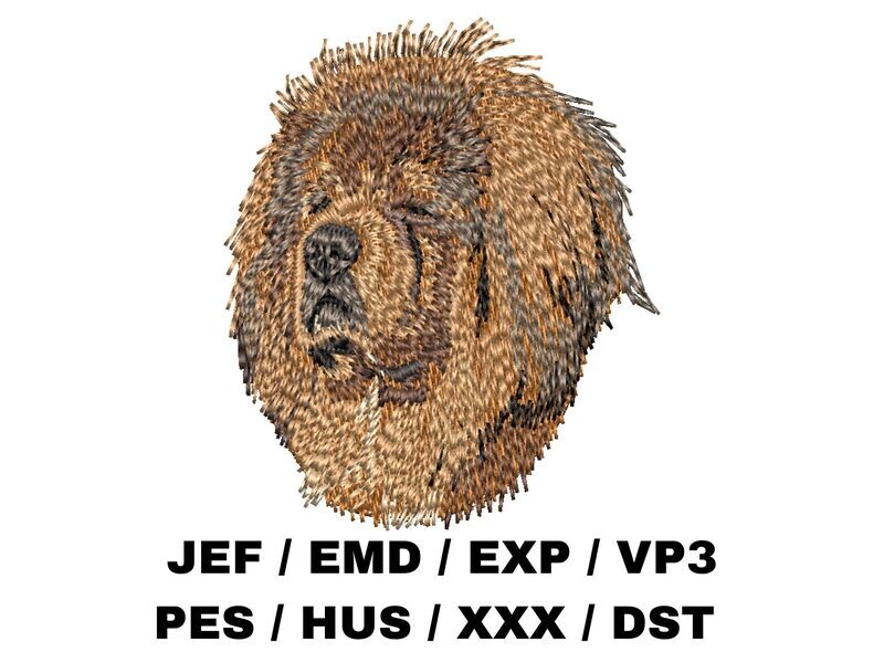 Tibetan Mastiff Embroidery: Majestic Dog Portrait