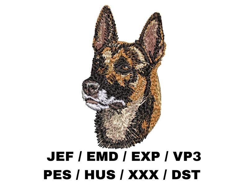 Popular Breed Embroidery: Belgian Malinois Portrait