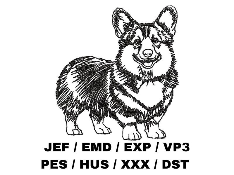 Silhouette Corgi Embroidery Design