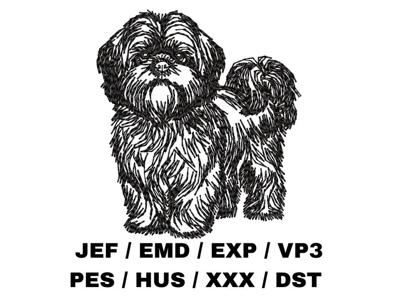 Shih Tzu Outline Sketch Embroidery Design
