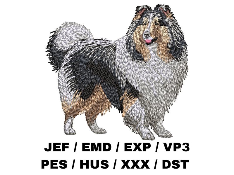 Photorealistic Rough Collie Embroidery Pattern