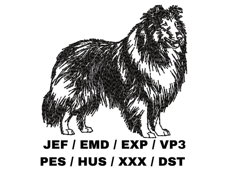 Rough Collie Full Body Outline Design