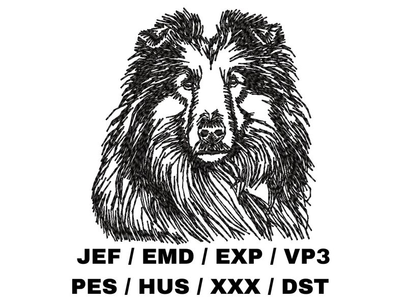 Rough Collie Outline Face Design