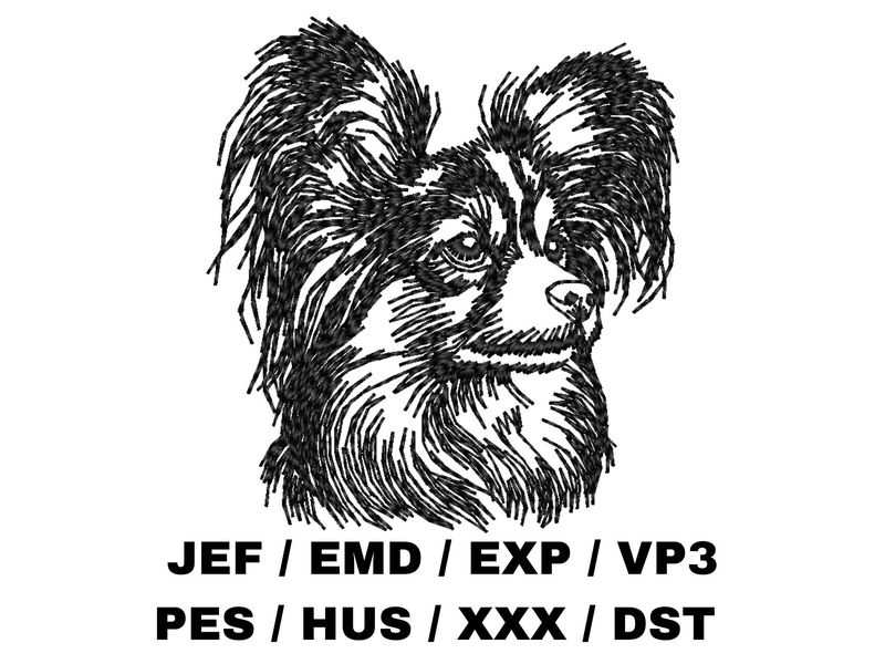Papillon Face Outline Embroidery Design