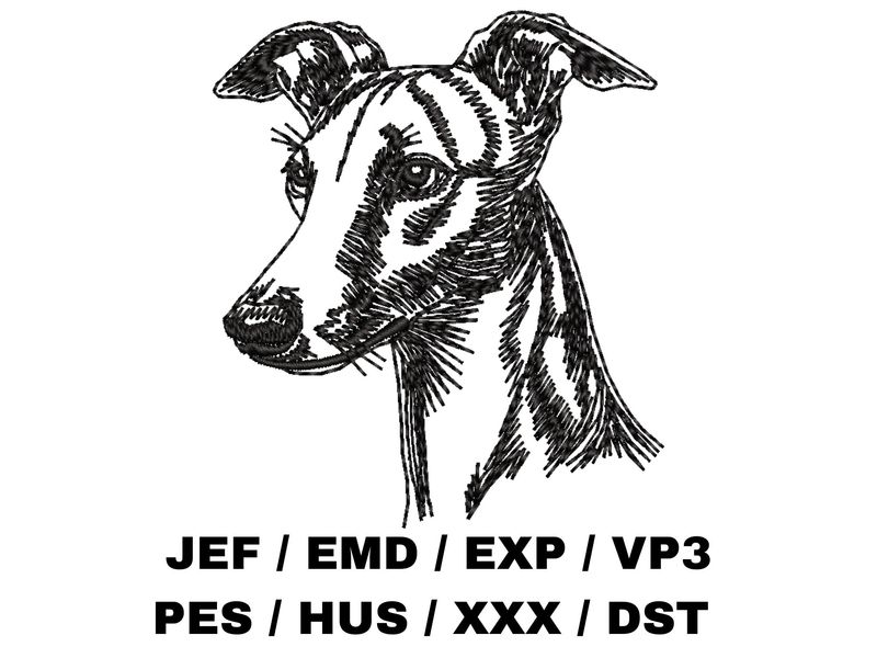 Whippet Face Embroidery - Explore Our Breed Collection Today