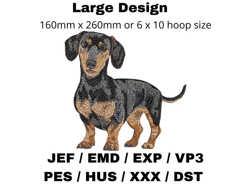 Cute Dachshund Embroidery Design – Large Full Body