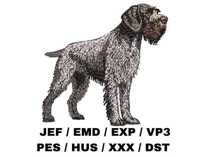 Photorealistic German Wirehaired Pointer Embroidery