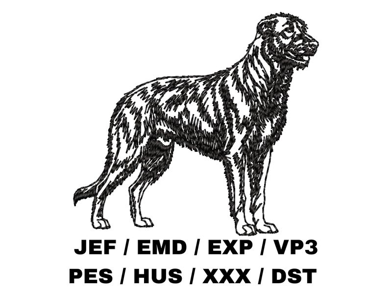 Sketch-Style Irish Wolfhound Embroidery Pattern