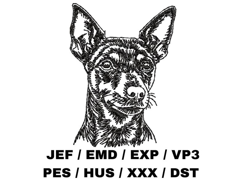 Miniature Pinscher Face Outline Embroidery