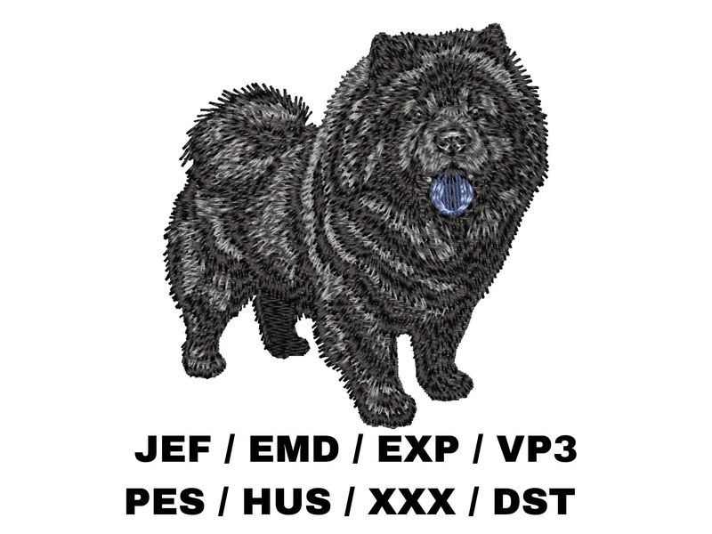 Black Chow Chow Full-Body Embroidery Design