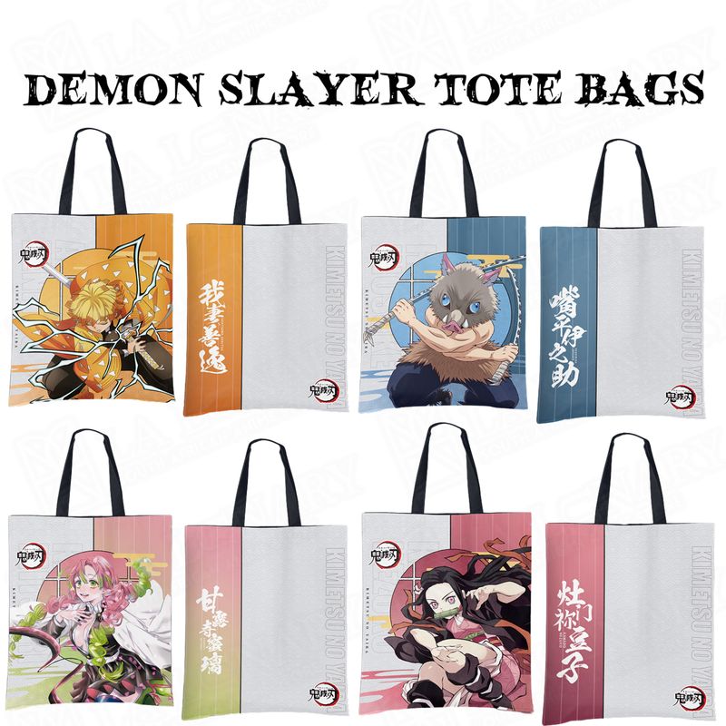 Inspired by Demon Slayer Tote Bag : Zenitsu, Inosuke, Nezuko, and Mitsuri