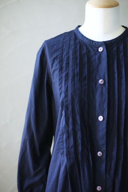 オーガニックコットン ピンタックローブ Organic cotton pin-tuck robe 群青/Ultramarine