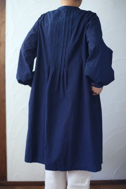 オーガニックコットン ピンタックローブ Organic cotton pin-tuck robe 群青/Ultramarine