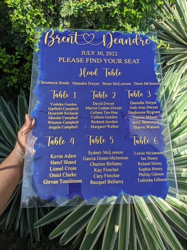Painted Acrylic Seating Chart