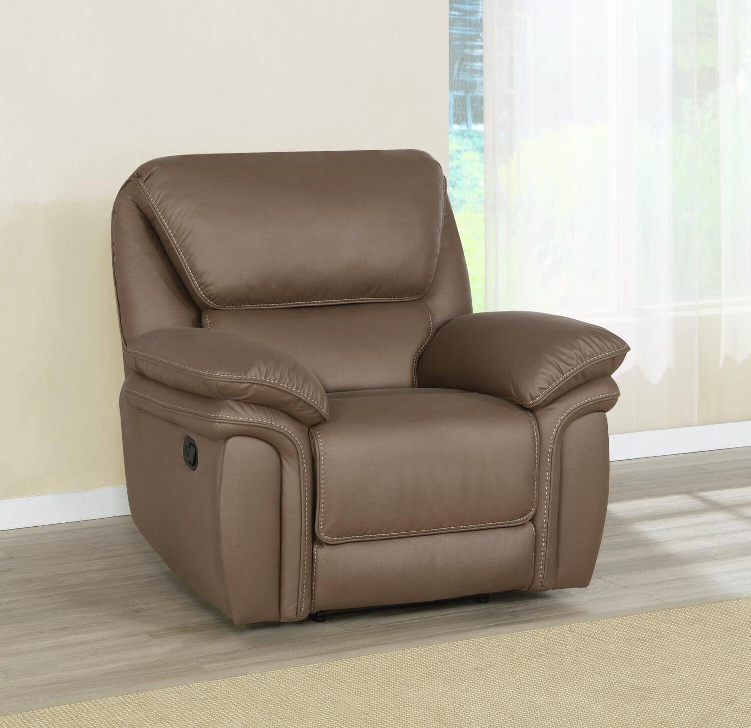 Breton - Tufted Back Recliner - Light Brown