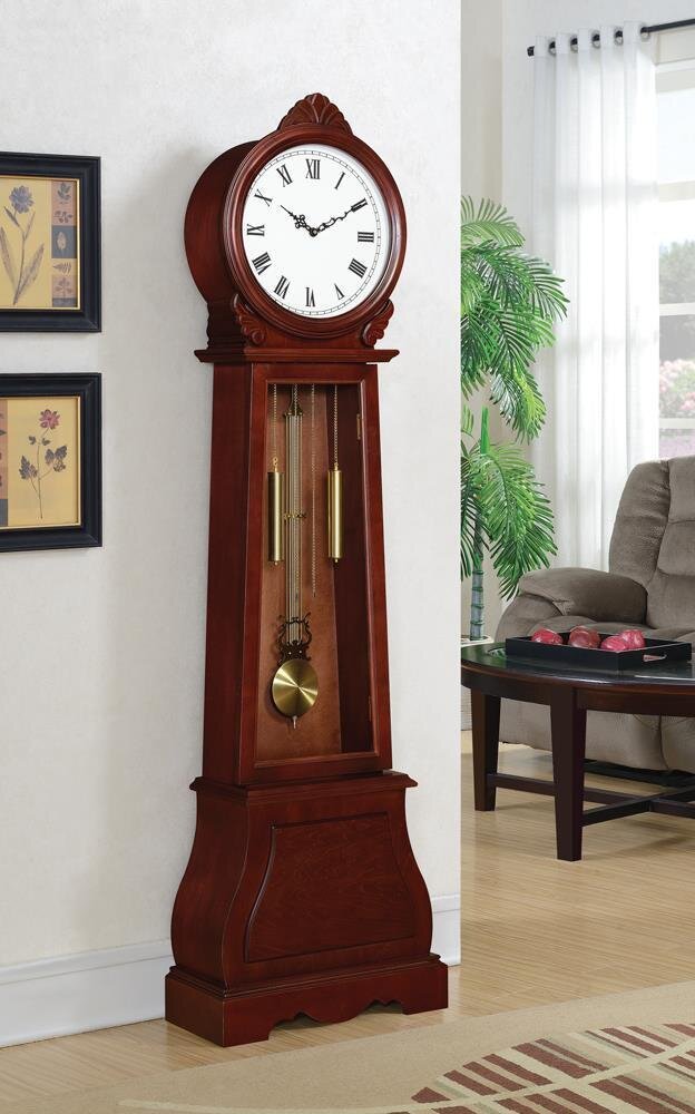 Round Face Grandfather Clock - Brown