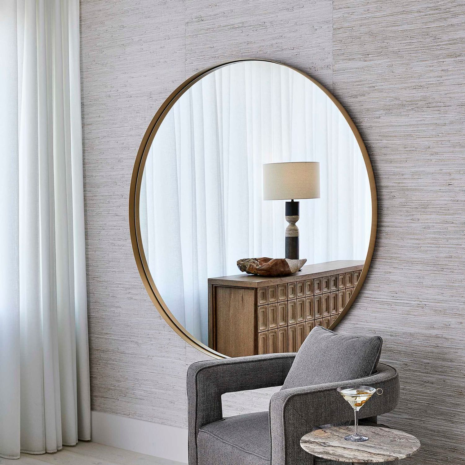 Padria - 60" Round Mirror - Brass
