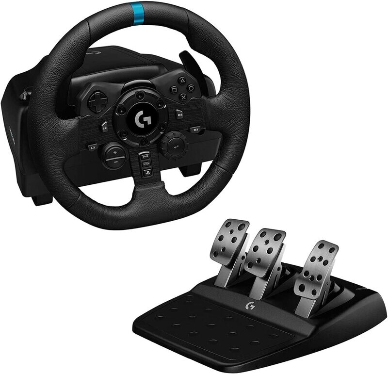 Logitech G923 PlayStation PS4 ir PS5, bei PC vairas su pedalais, naudotas
