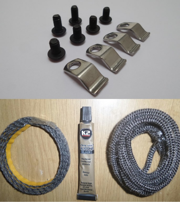 Morso Squirrel Door Rope, Glass Seal, Glass Clips and Screws Complete Kit.