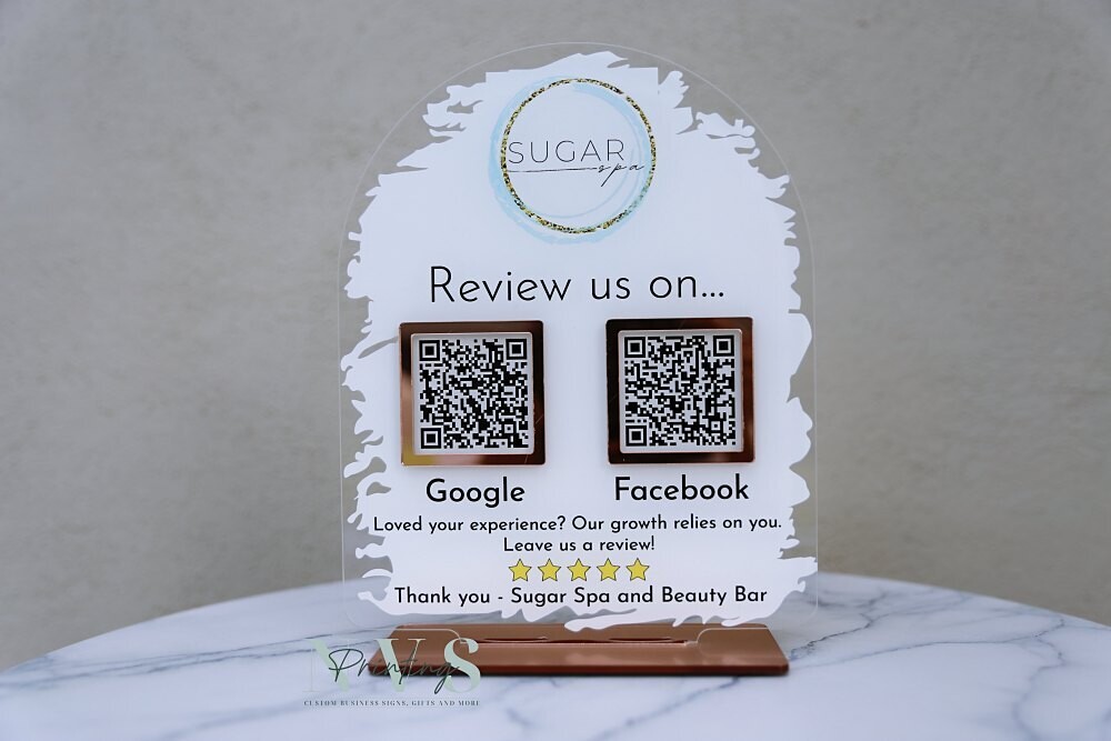 Double Review Sign with LOGO | QR Code Display Stand – Social Media and ...