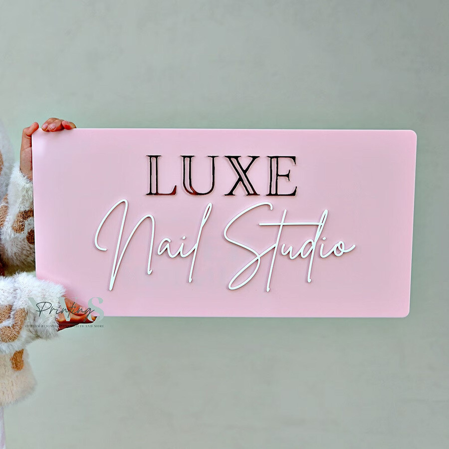 Custom Rectangle Business Signage, Wall / Door 3D Acrylic Logo Sign ...