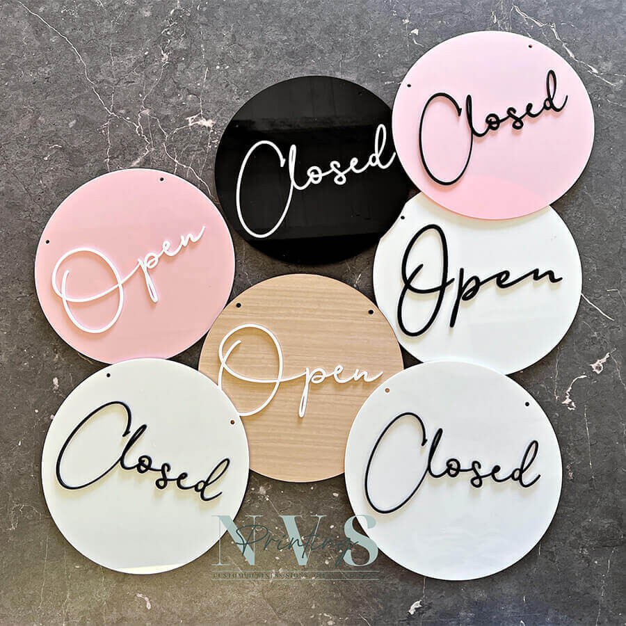 Open Closed Sign Double Sided Door Shop Sign – NVS Printing – Custom ...