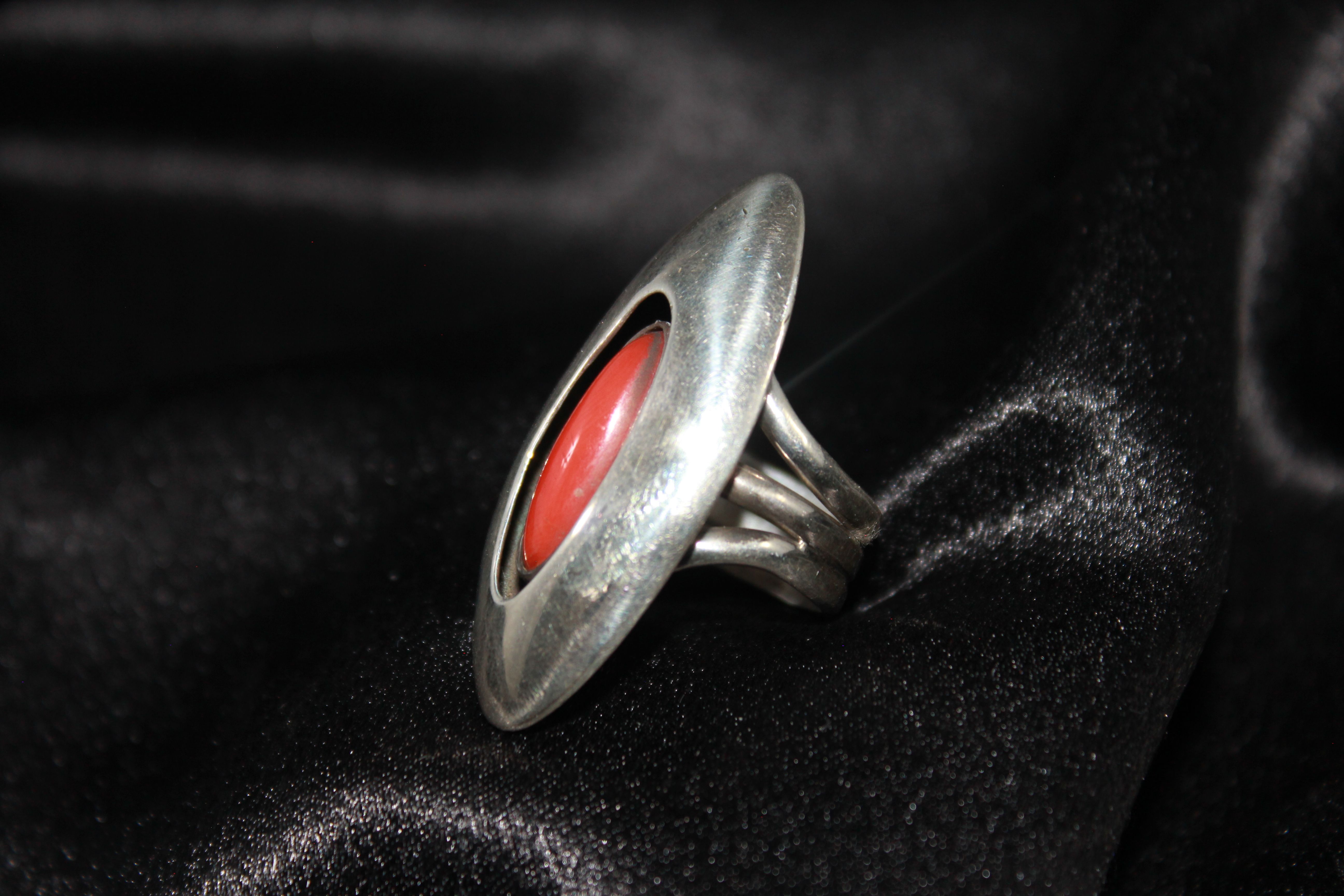 Sterling Silver and Coral Shadow Box Ring | Shop