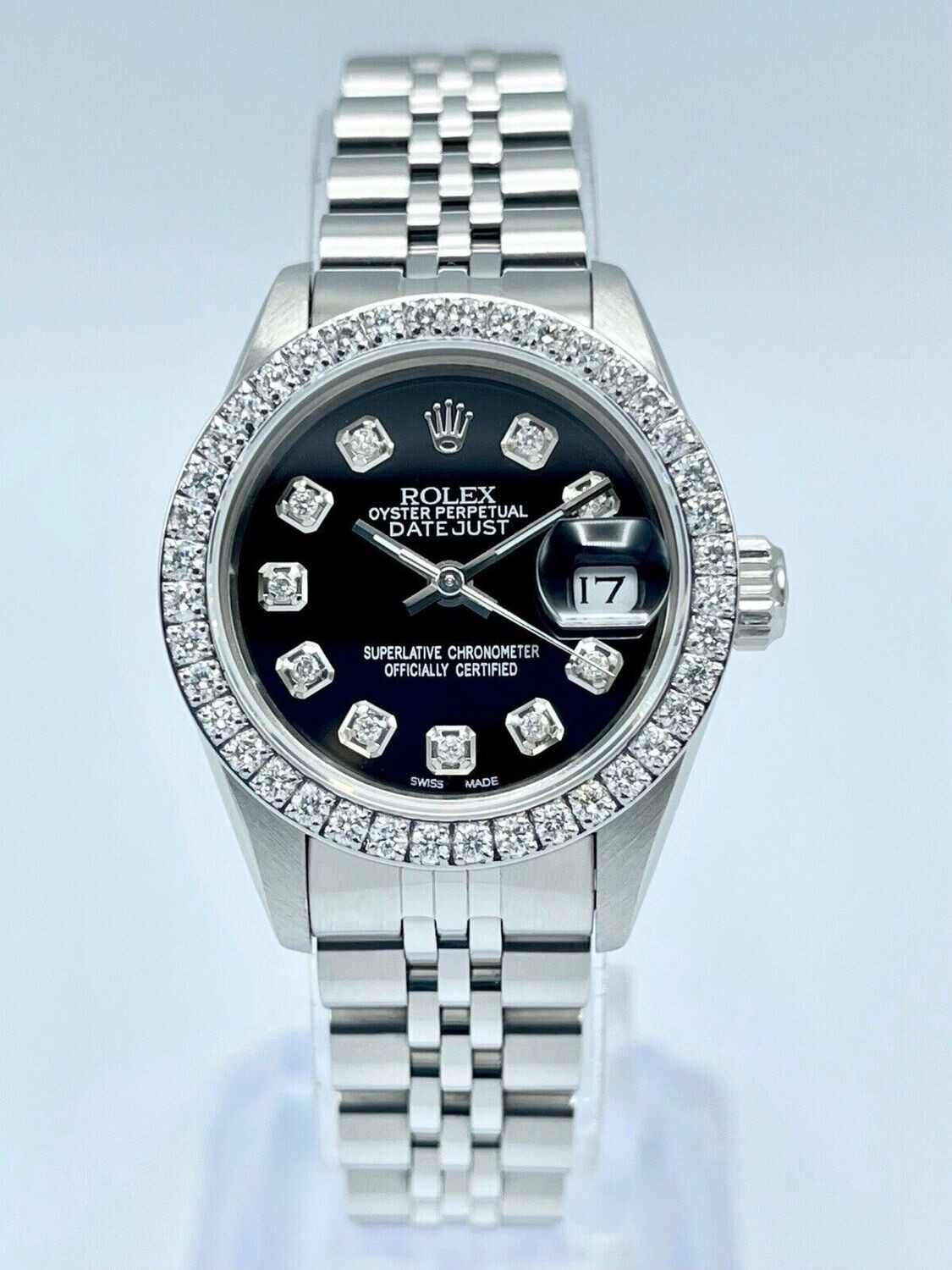 Rolex Datejust Ladies 26mm 69190 Black Diamond Dial & Diamond Bezel Box ...