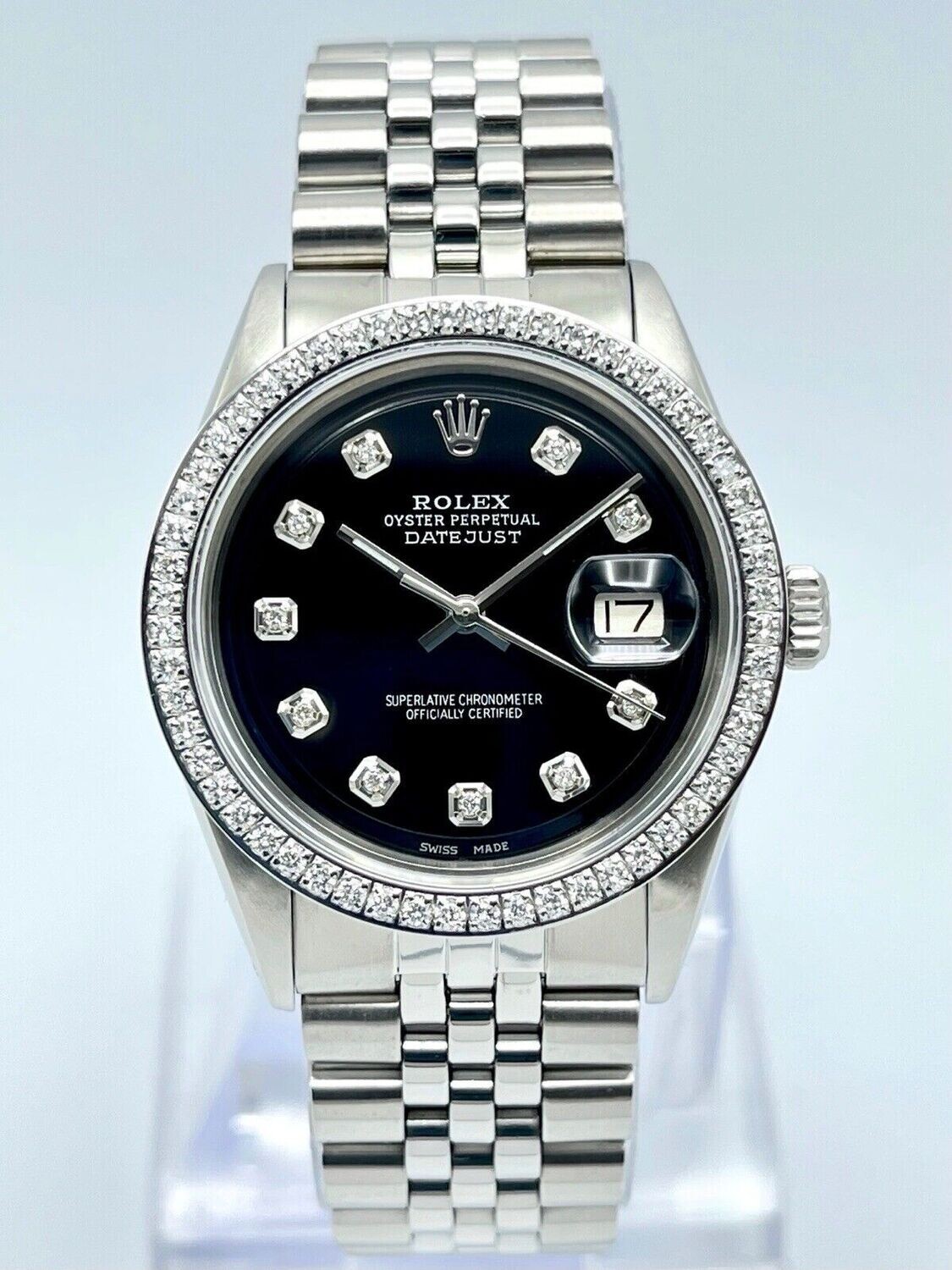 Rolex Datejust 36mm 1601 Black Diamond Dial & Diamond Bezel Jubilee Box