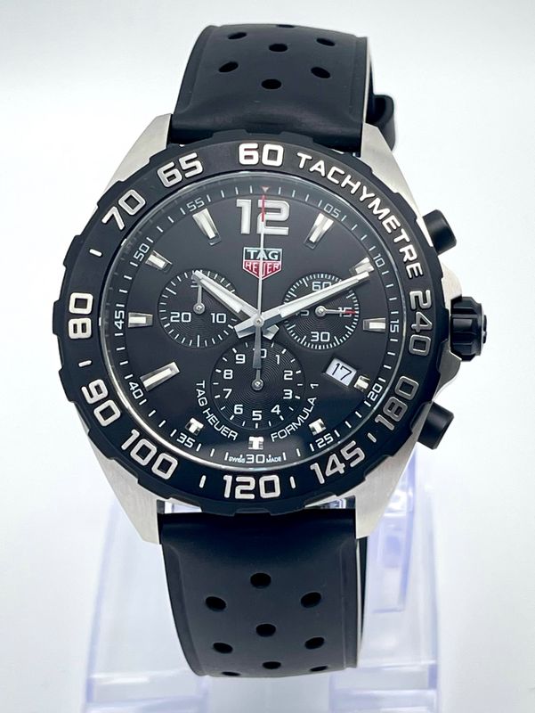Tag Heuer Formula 1 CAZ1010 43mm Chronograph Black Dial Quartz Rubber ...