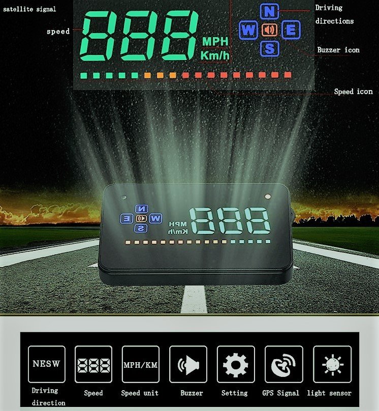 CORVETTE HEAD UP SPEED DISPLAY ON WINDSCREEN GPS KIT (5) PCS CAEP ...